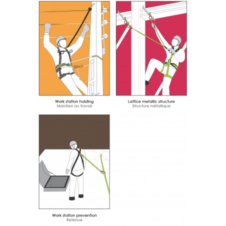 Body harness with 1 dorsal D-Ring, 1 sternal attachment and 2 lateral D ...