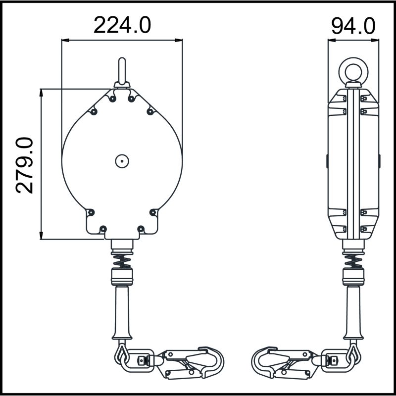 OLYMPE, Retractable fall arrester with aluminium casing with galvanized ...