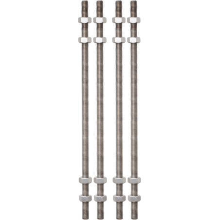 Set of 4 stainless steel threaded studs for horizontal wire rope ...