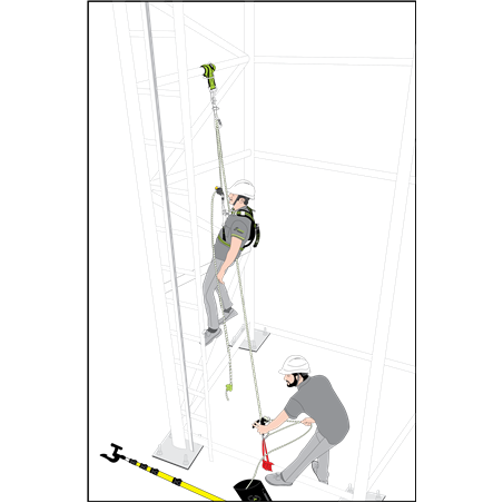 2 in 1 fall arrest system with pre-incorporated evacuation feature, 30 mtr