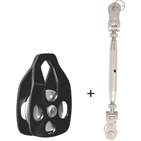 Tensioner and pulley set for TYROLL ratchet pulley