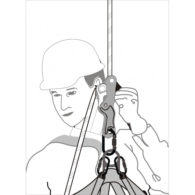 Grip descender for kernmantle rope