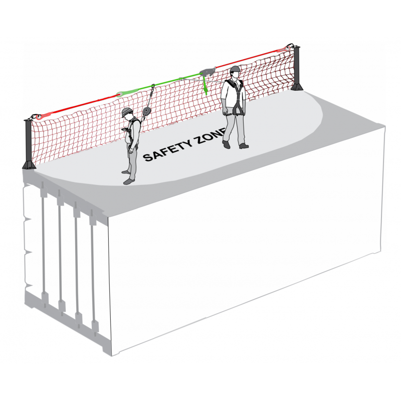 2 User Horizontal Temporary Lifeline, length 14 m, for ISO container