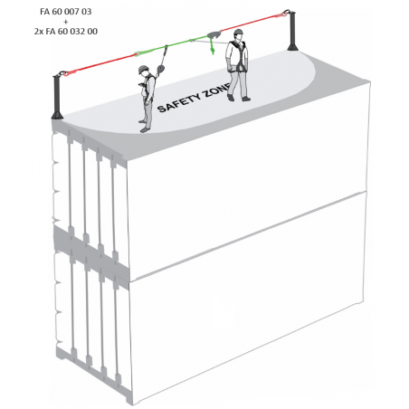 2 User Horizontal Temporary Lifeline, length 14 m, for ISO container