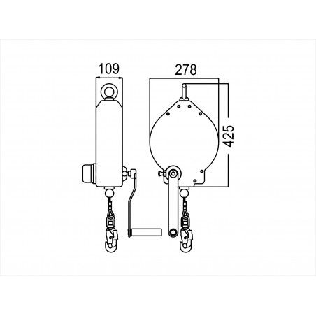 Retractable Fall Arrester with polymer casing and galvanized steel